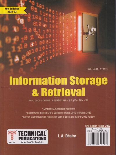INFORMATION STORAGE & RETRIEVAL (INFORMATION TECHNOLOGY SEM 7) SPPU | I ...